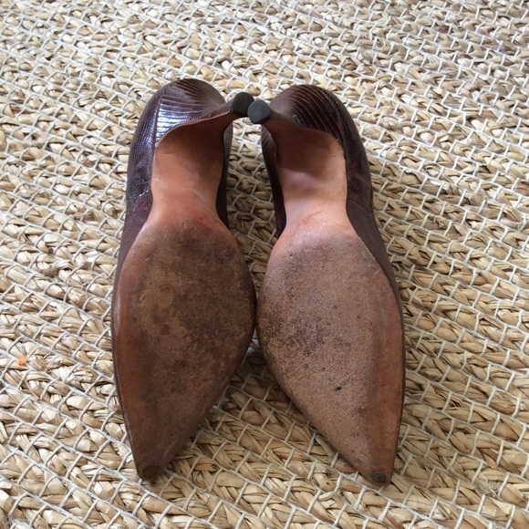 Vintage | Shoes | Vtg Mid Century Pointy Toe Stiletto Croc Embossed ...